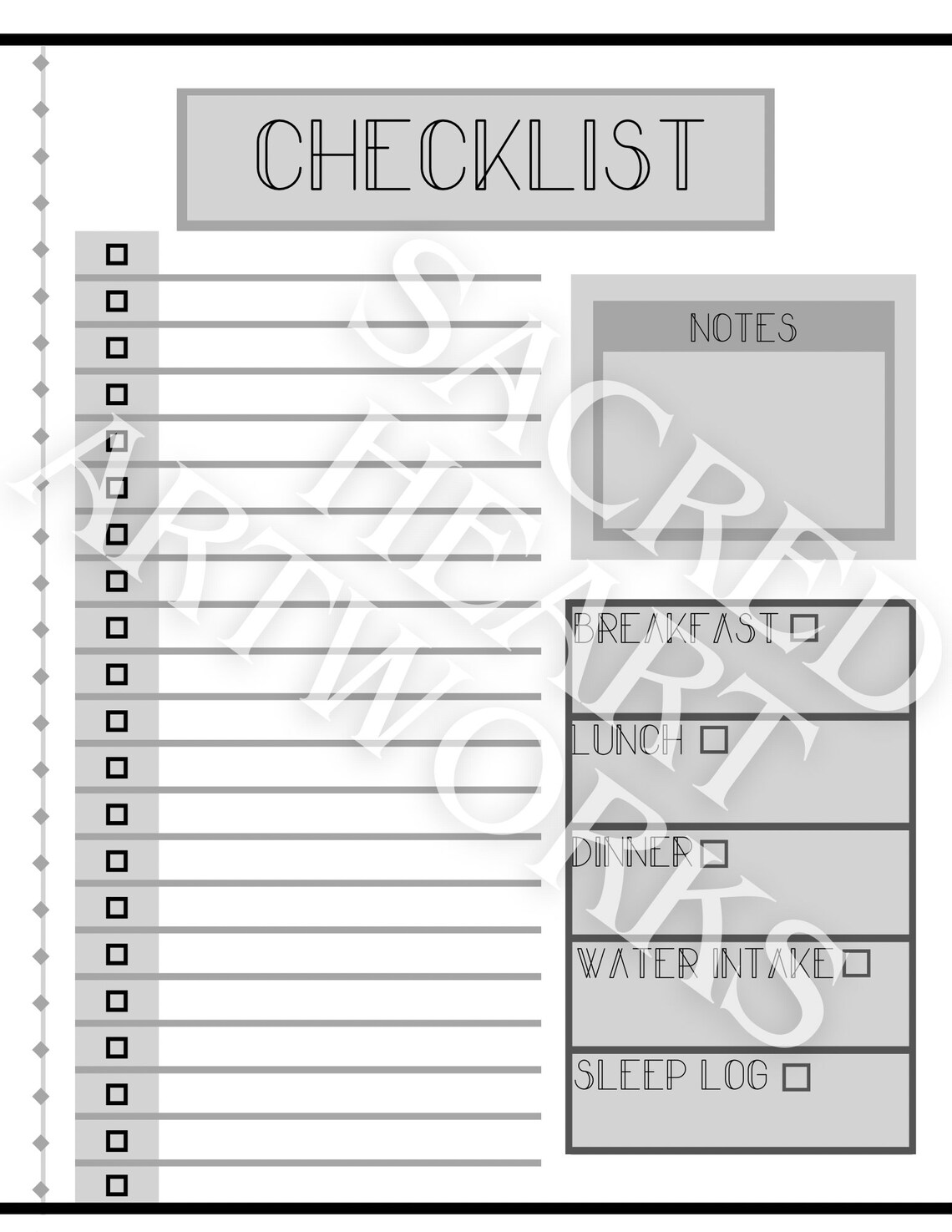 Gray Printable Digital Checklist Printable Checklist Digital Download ...