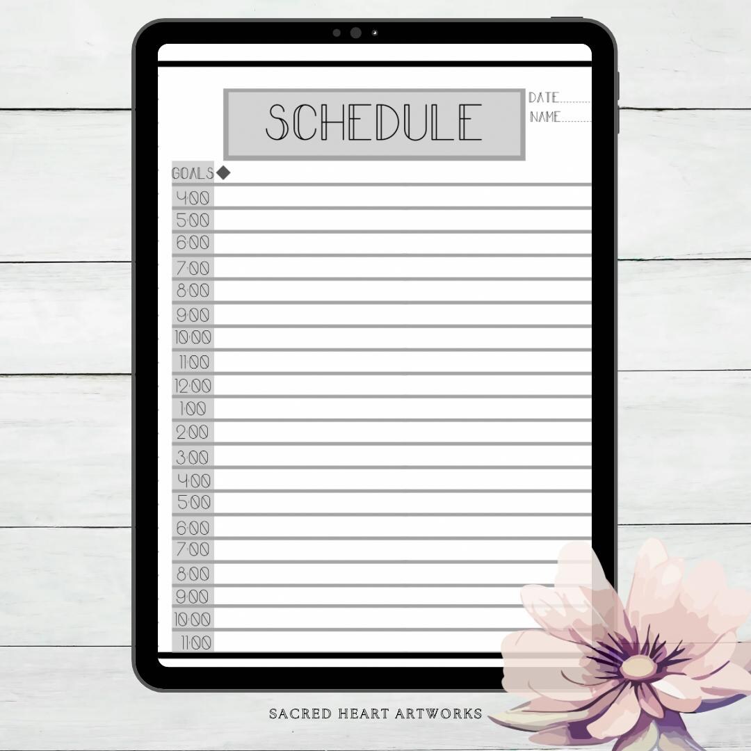 Gray Printable Digital Schedule Printable Schedule Digital Download ...