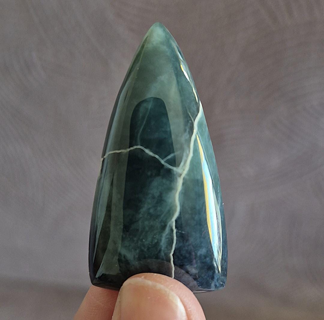 50 X 26 X 7 Mm Ophite (serpentine) Natural Stone Cabochon, Cabochon for ...