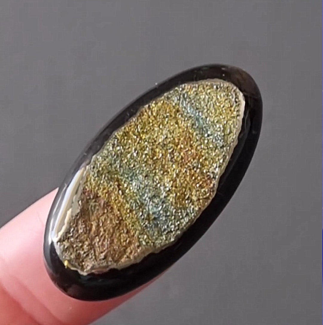 Rare High Quality Ammonite Fragment With Pyrite Designer Cabochon 35 х ...