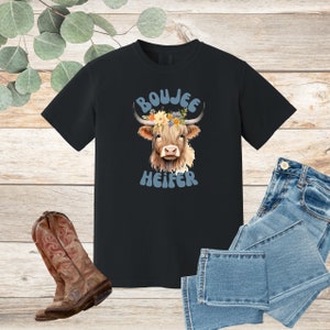Boujee Heifer Highland Cow Shirt Funny Farm T-shirt for Women, Cow Mom ...