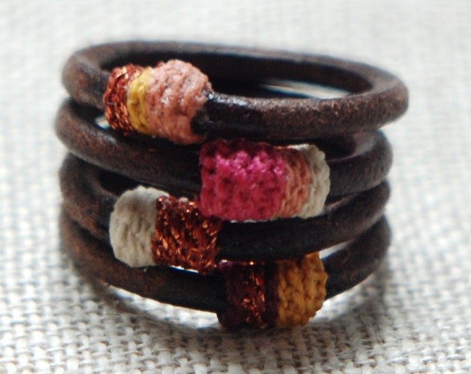 Set of 4 Leather Rings - Etsy
