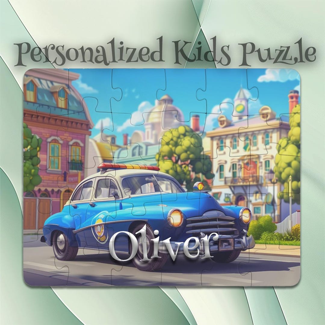 Personalized Vintage Police Car Puzzle for Kids Interactive Puzzle Toy ...