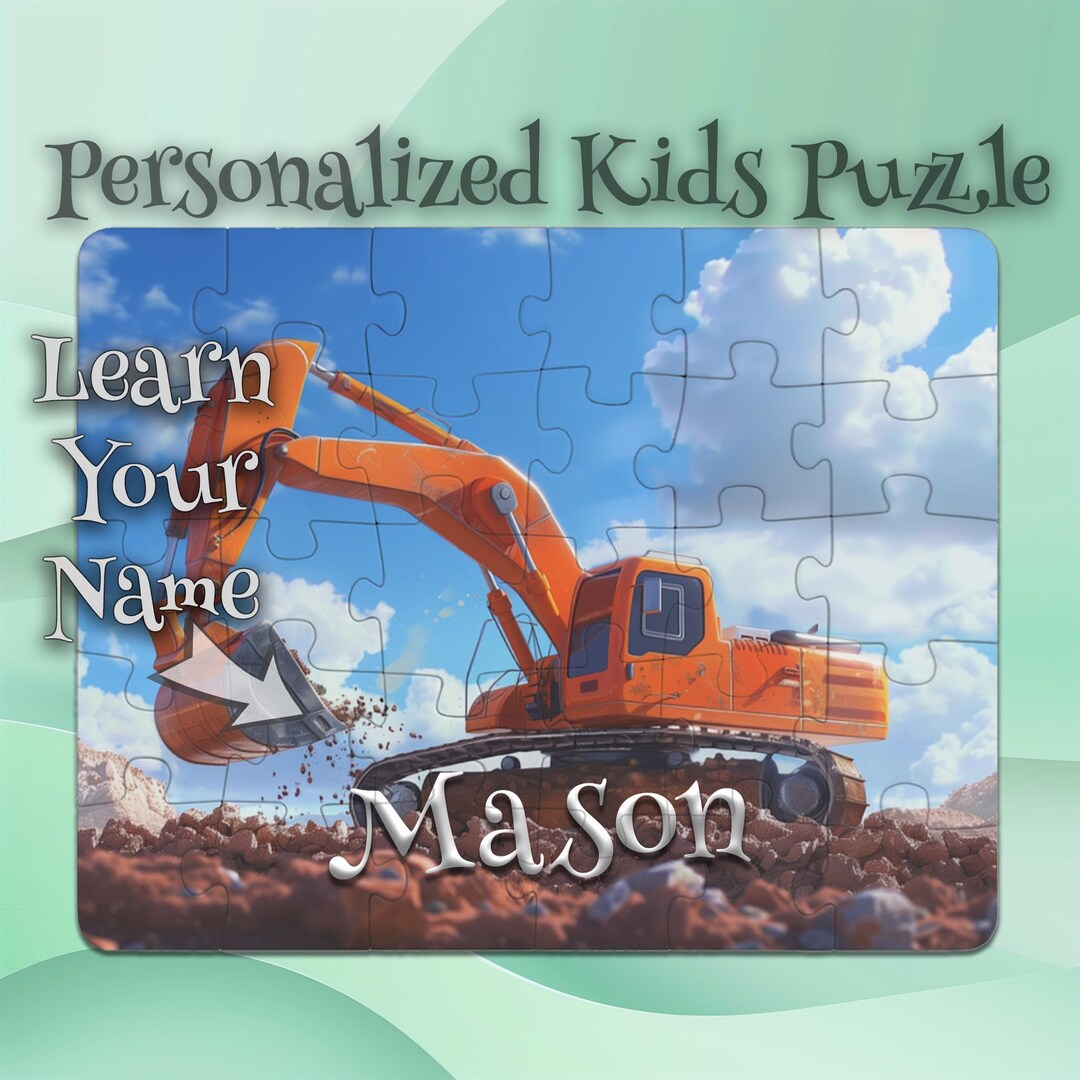 Personalized Excavator Puzzle for Kids – Grandchild Gift Idea ...