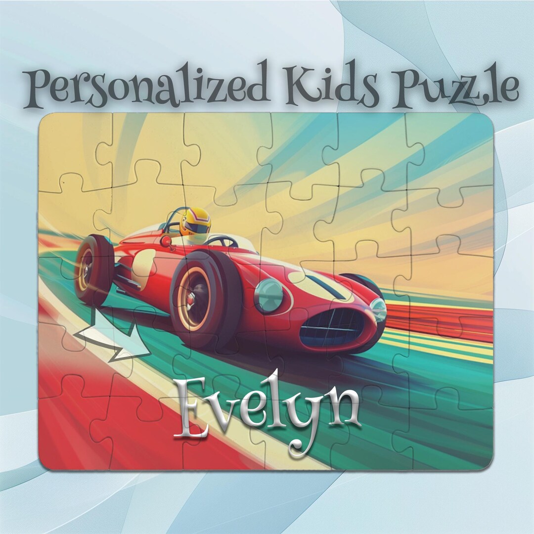 Personalized Vintage Race Car Puzzle for Kids – Perfect Kids Gift ...