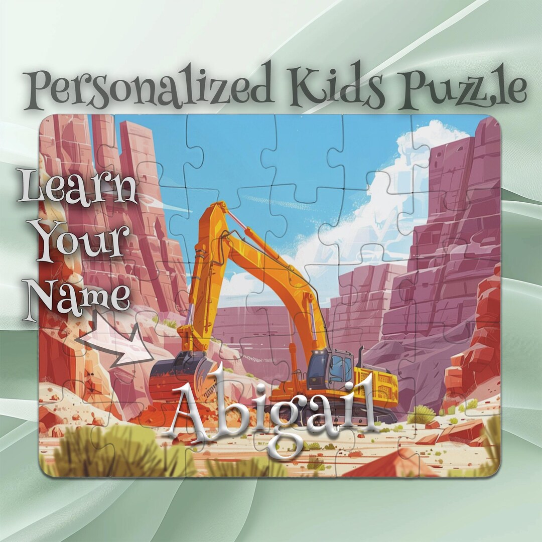 Personalized Excavator Puzzle for Kids – Custom Puzzle Design – Ideal ...