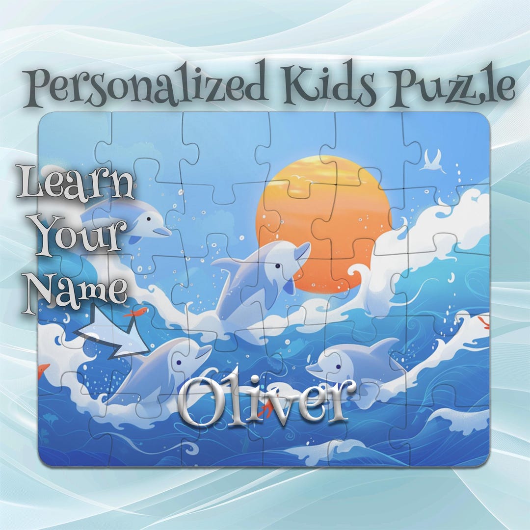 Personalized Dolphins Puzzle for Kids – Educational Puzzle Toy – Motor ...