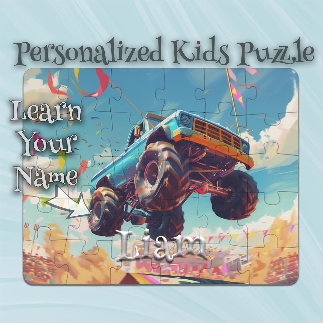 Personalized Monster Truck Puzzle for Kids – Problem-solving Puzzle ...