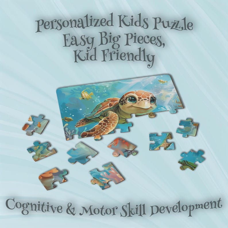 Personalized Sea Turtle Puzzle for Kids – Motor Skills Booster ...