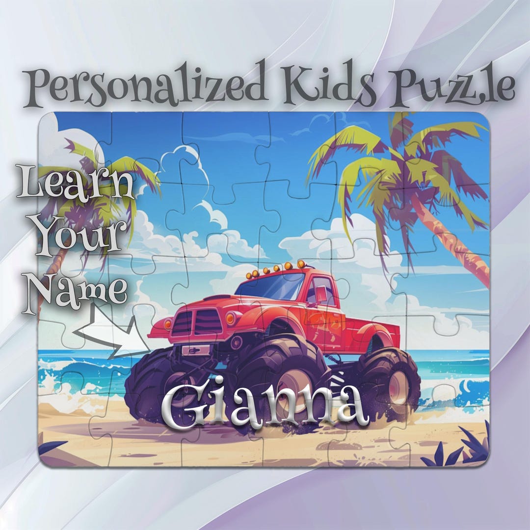 Personalized Monster Truck Puzzle for Kids – Preschool Learning – Early ...