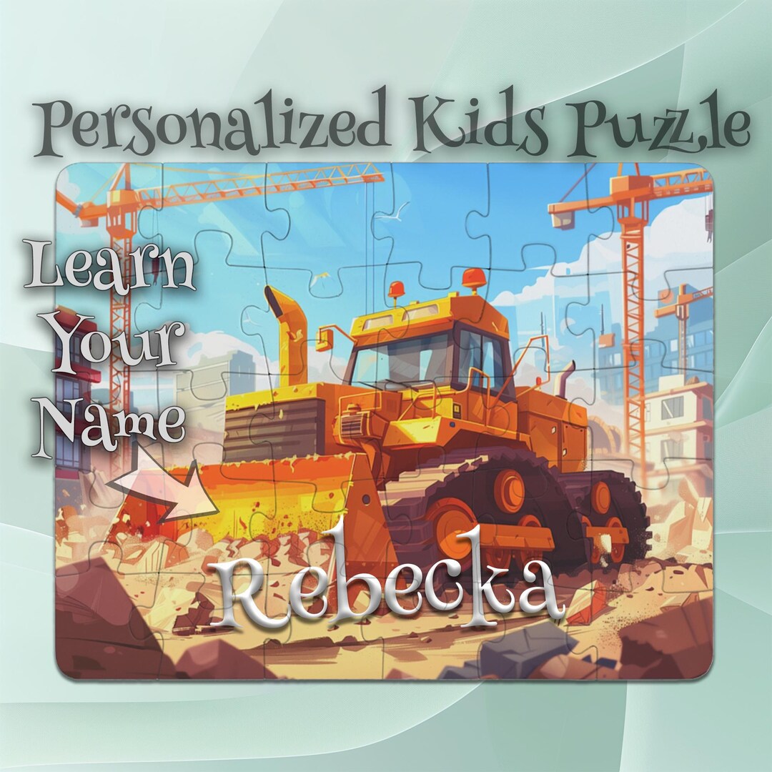 Personalized Bulldozer Puzzle for Kids – STEM Learning Puzzle – Toddler ...