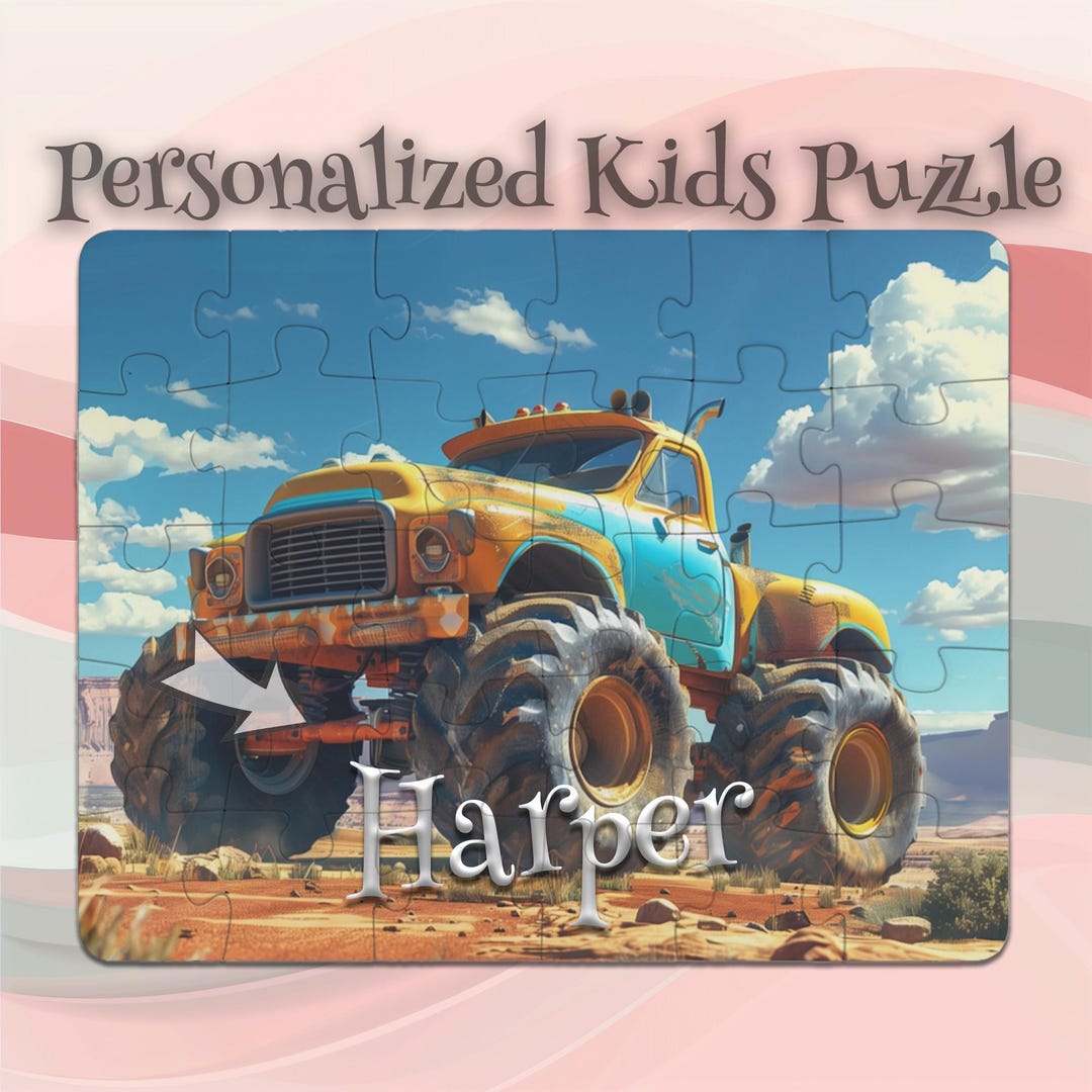 Personalized Monster Truck Puzzle for Kids – Easy-grip Large Pieces ...