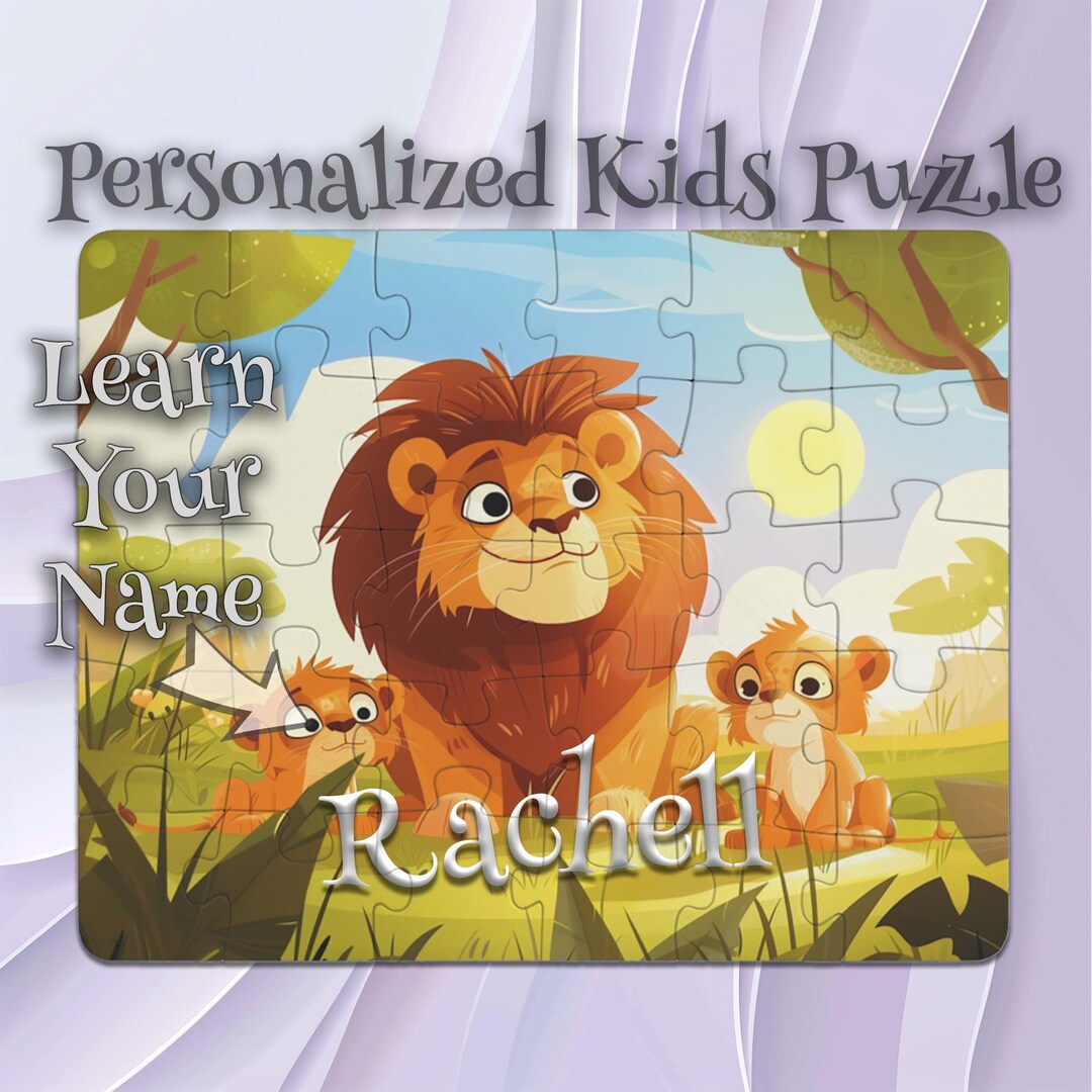 Personalized Lion Family Puzzle for Kids – Preschool Learning ...
