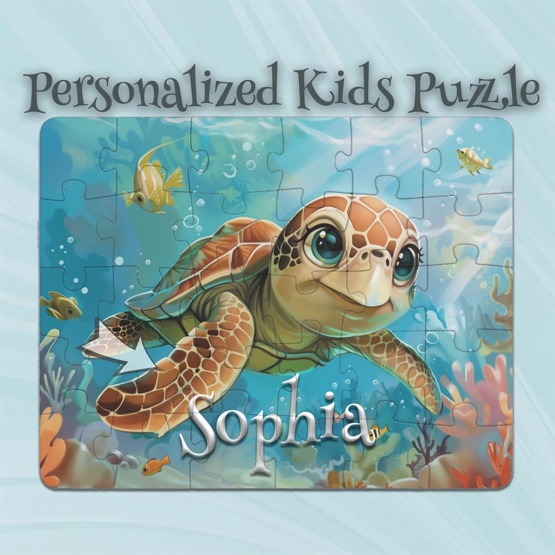 Personalized Sea Turtle Puzzle for Kids – Motor Skills Booster ...