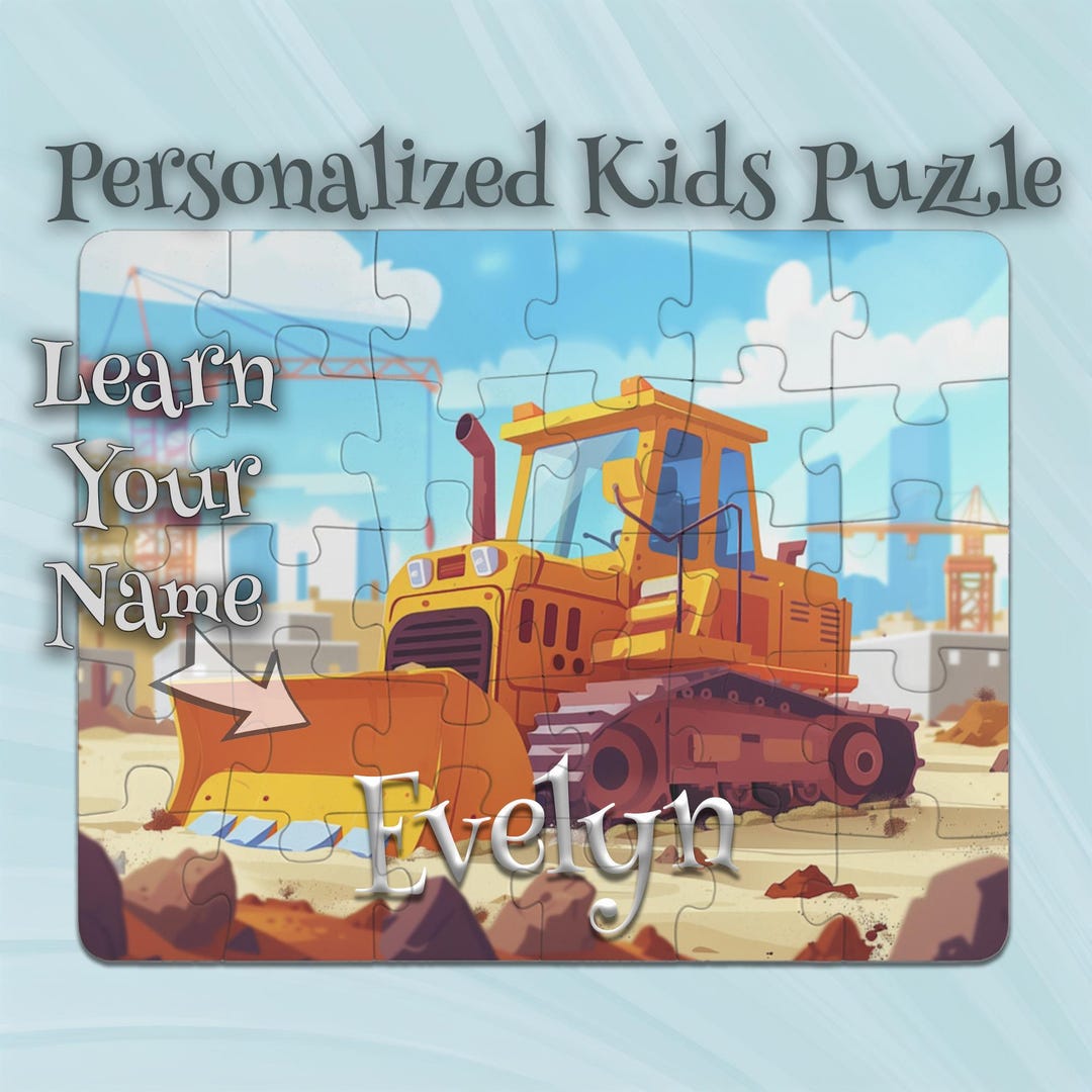 Personalized Bulldozer Puzzle for Kids – Early Learning Activity ...