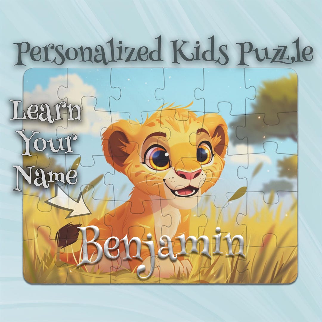 Personalized Lion Cub Puzzle for Kids – Developmental Gift – Cognitive ...