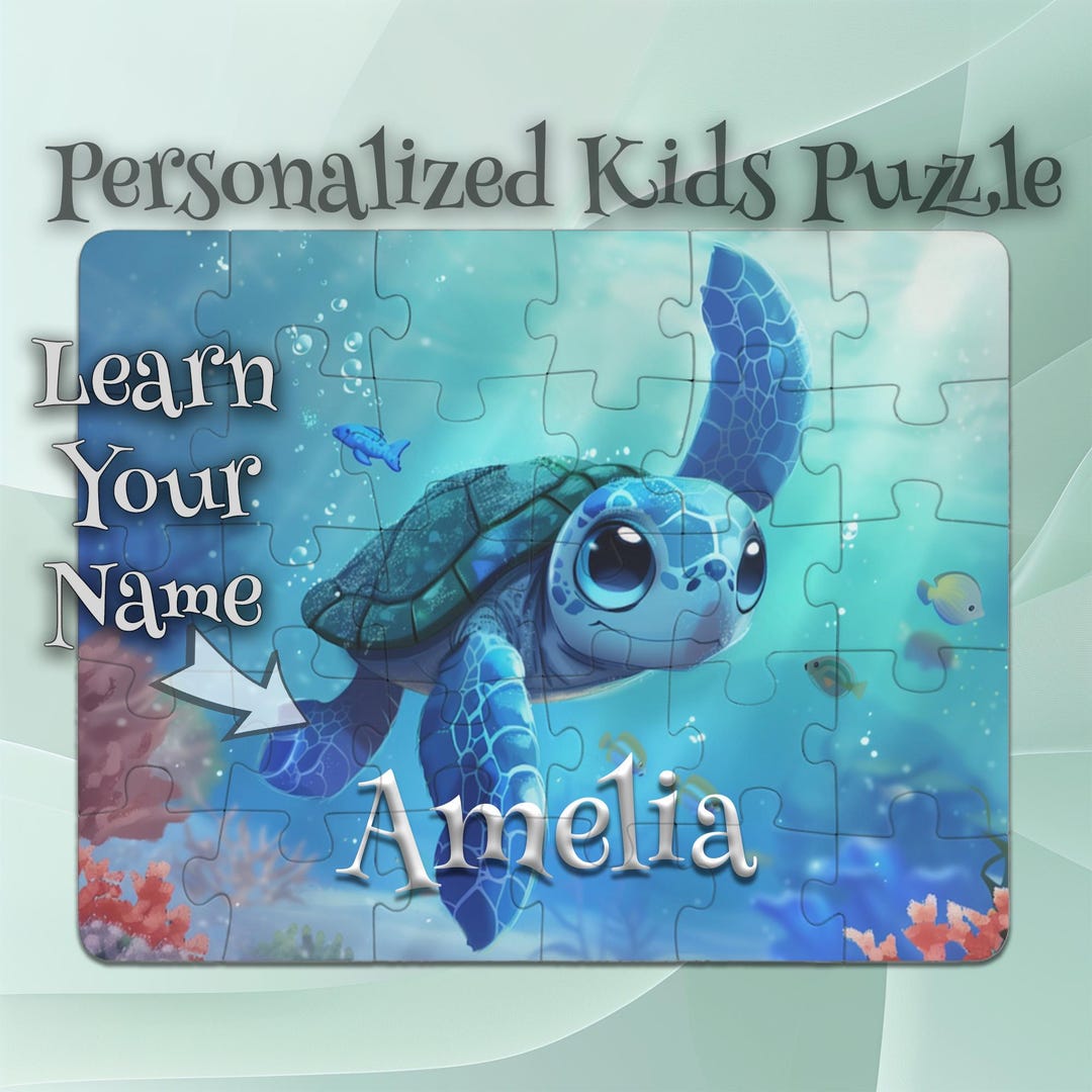 Personalized Sea Turtle Puzzle for Kids – Toddler-friendly Toy – STEM ...