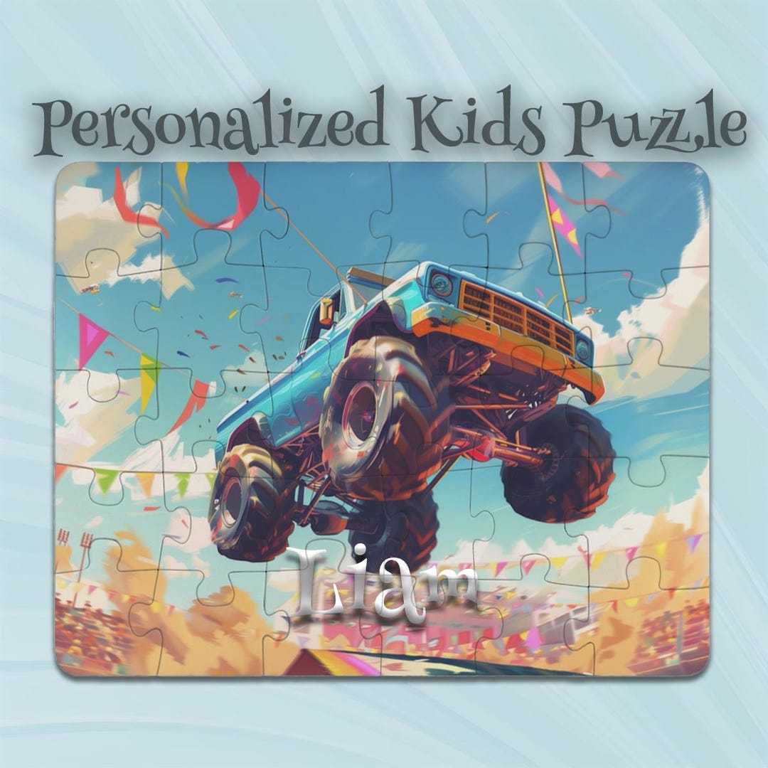 Personalized Monster Truck Kids Puzzle Large Pieces Cognitive Game Fun ...