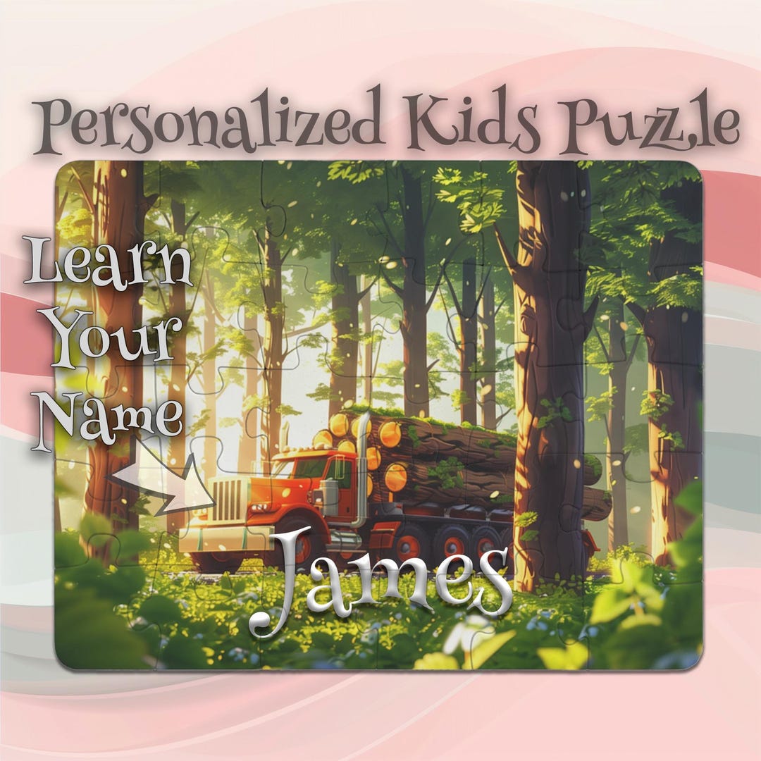 Personalized Logging Truck Puzzle for Kids – Easy-grip Large Pieces ...