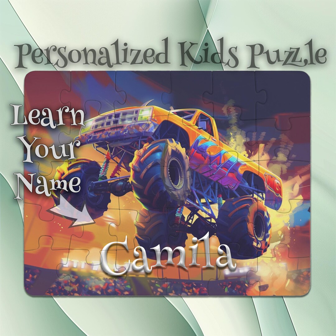 Personalized Monster Truck Puzzle for Kids – Preschool Learning ...