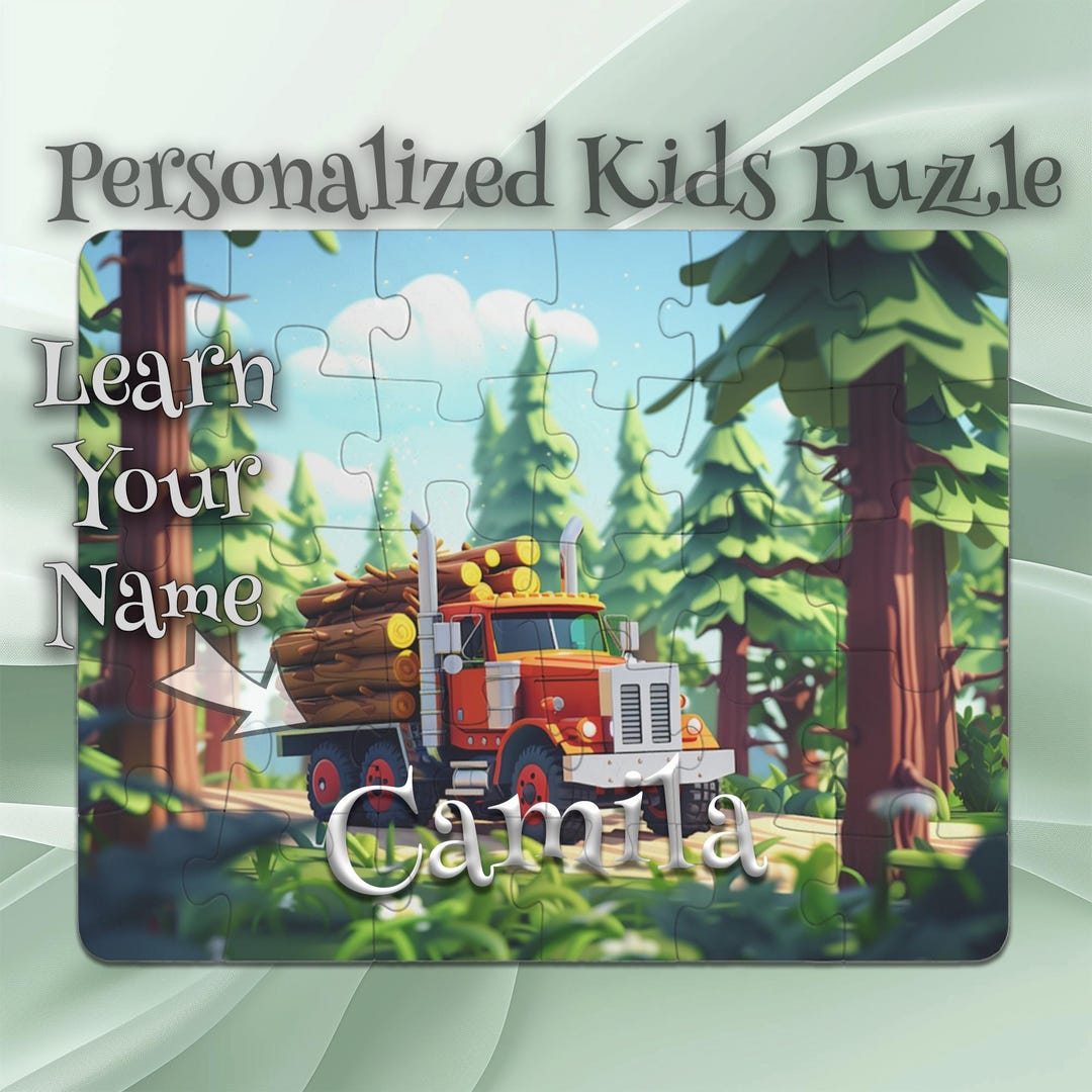 Personalized Logging Truck Puzzle for Kids – Problem-solving Puzzle ...