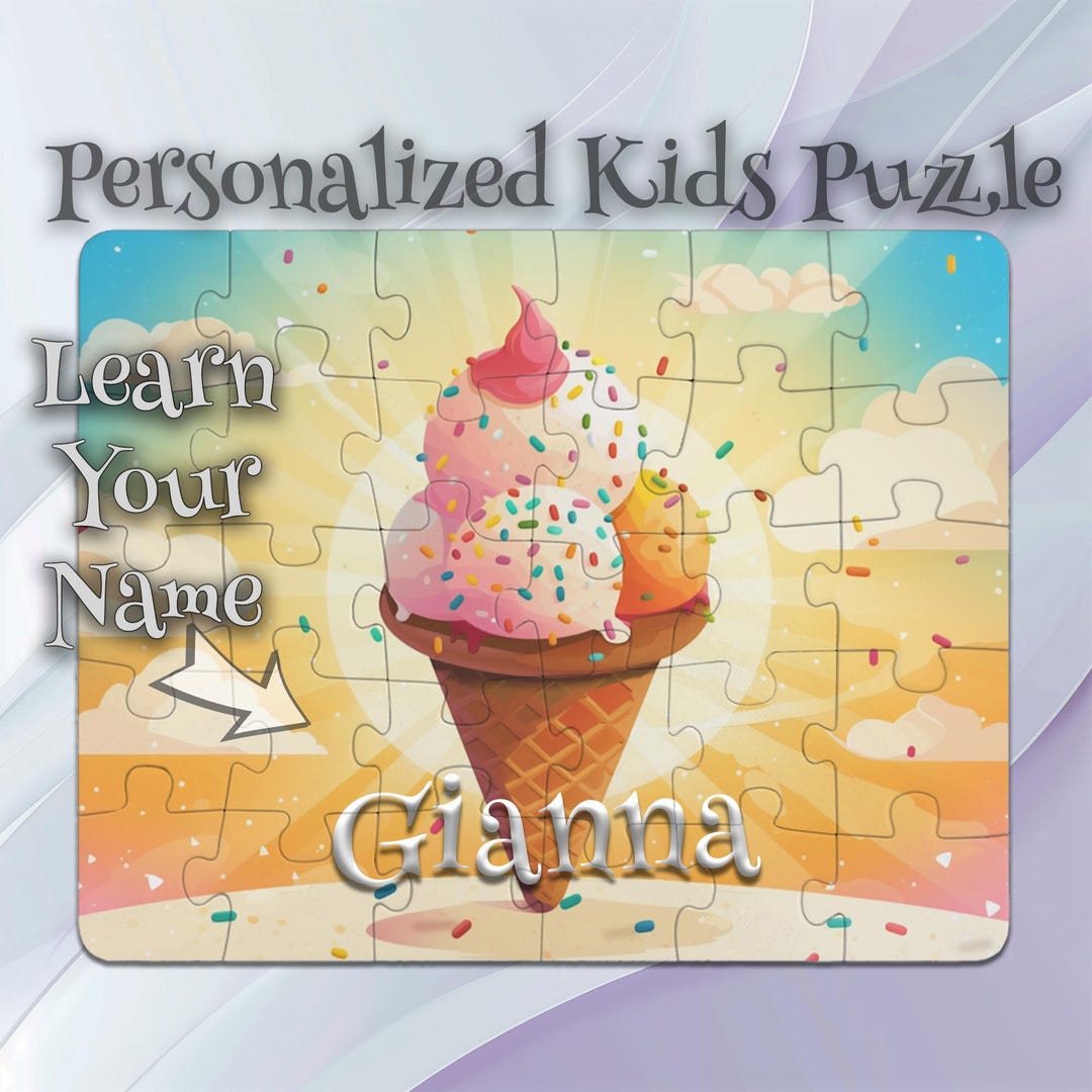 Personalized Ice Cream Cone Puzzle for Kids – Custom Puzzle Design ...