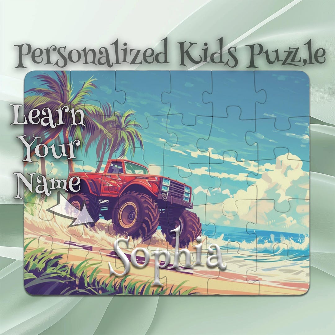 Personalized Monster Truck Puzzle for Kids – Educational Puzzle Toy ...