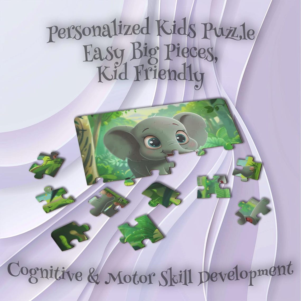 Personalized Elephant Puzzle for Kids – Early Learning Activity ...