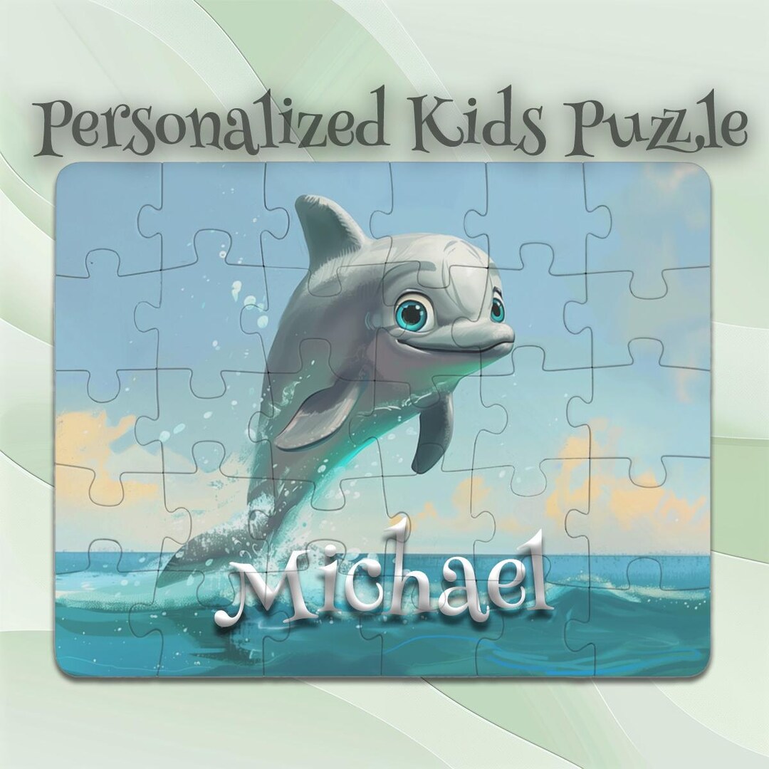 Personalized Dolphin Kids Puzzle Gift for Boy or Girl Early Learning ...