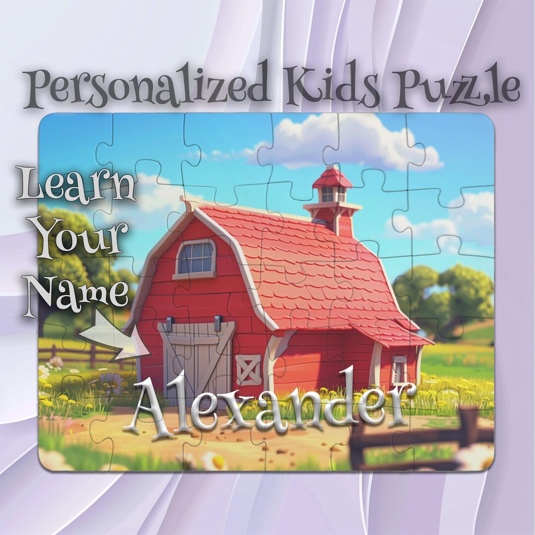 Personalized Barn Puzzle for Kids – Easy-grip Large Pieces – Grandchild ...