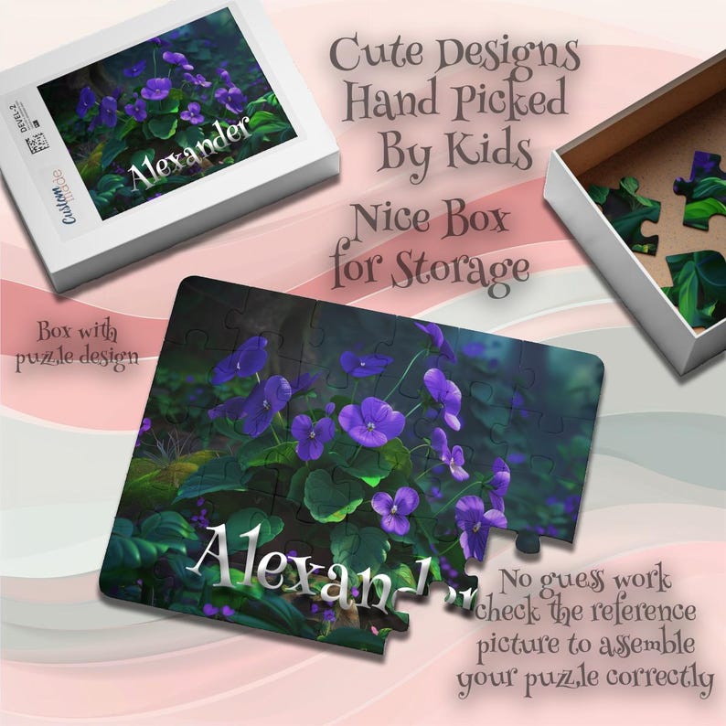 Personalized Purple Violet Puzzle for Kids – Educational Puzzle Toy ...