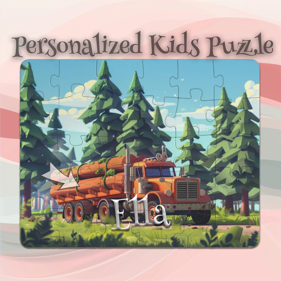 Personalized Logging Truck Puzzle for Kids – STEM Learning Puzzle ...