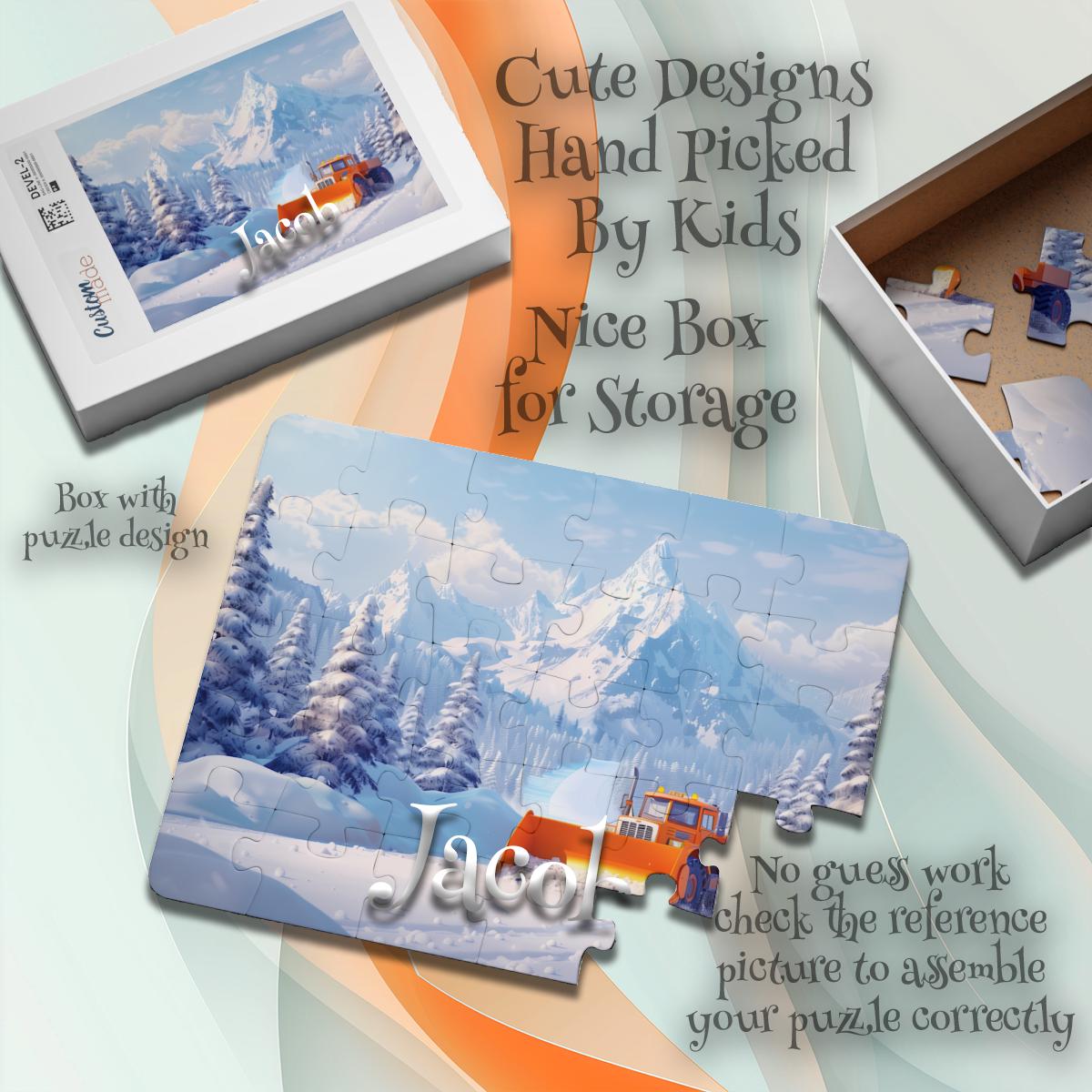 Personalized Snow Plow Puzzle for Kids – Early Learning Activity ...