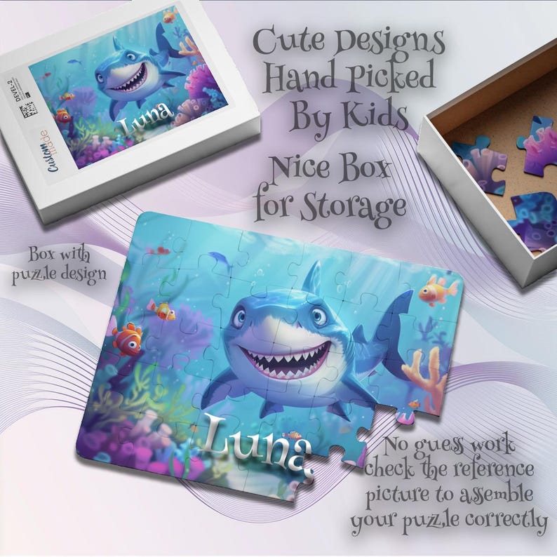 Personalized Shark Puzzle for Kids – Easy-grip Large Pieces – STEM ...
