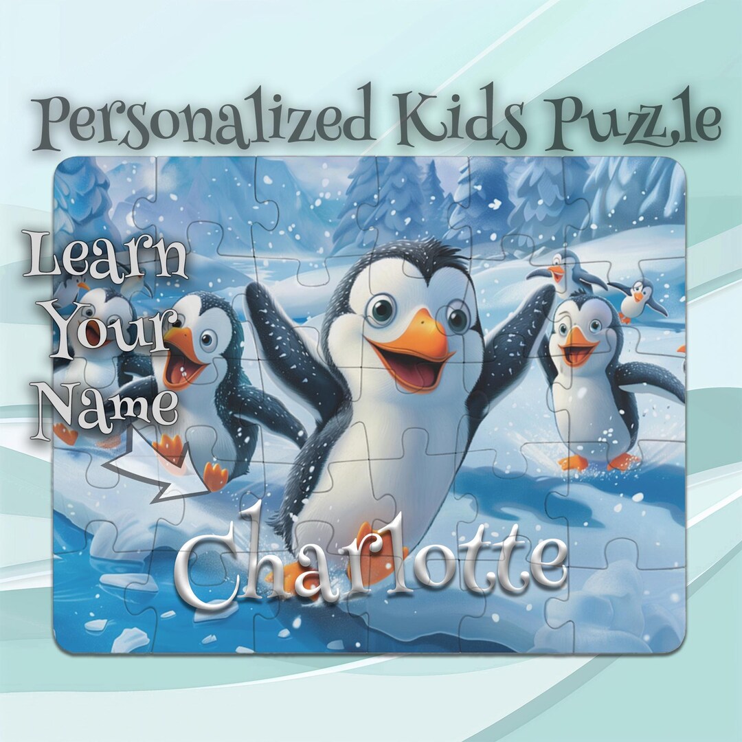 Personalized Penguin Puzzle for Kids – Early Learning Activity – Custom ...