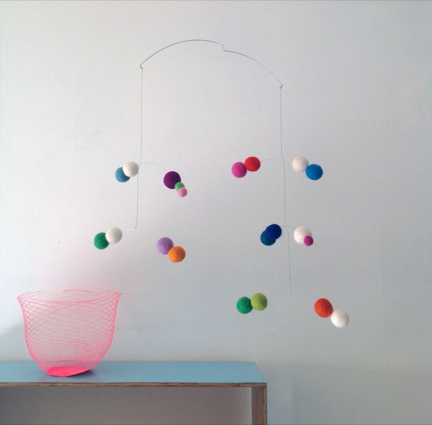 Felt Ball Modern Mobile Handmade by Puka Puka in Rainbow - Etsy
