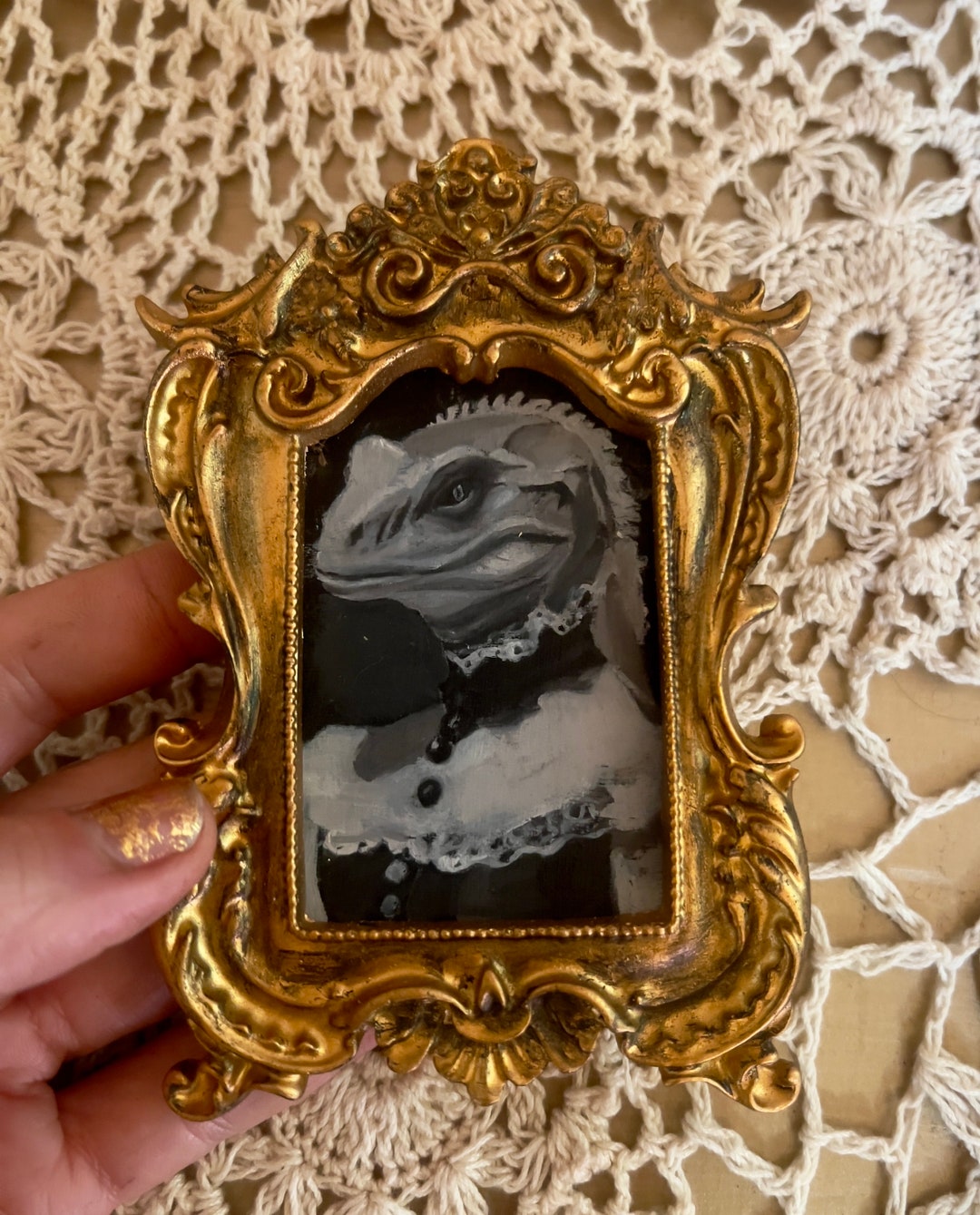 Small T Rex Dinosaur Victorian Goth Renaissance Portrait, Light ...