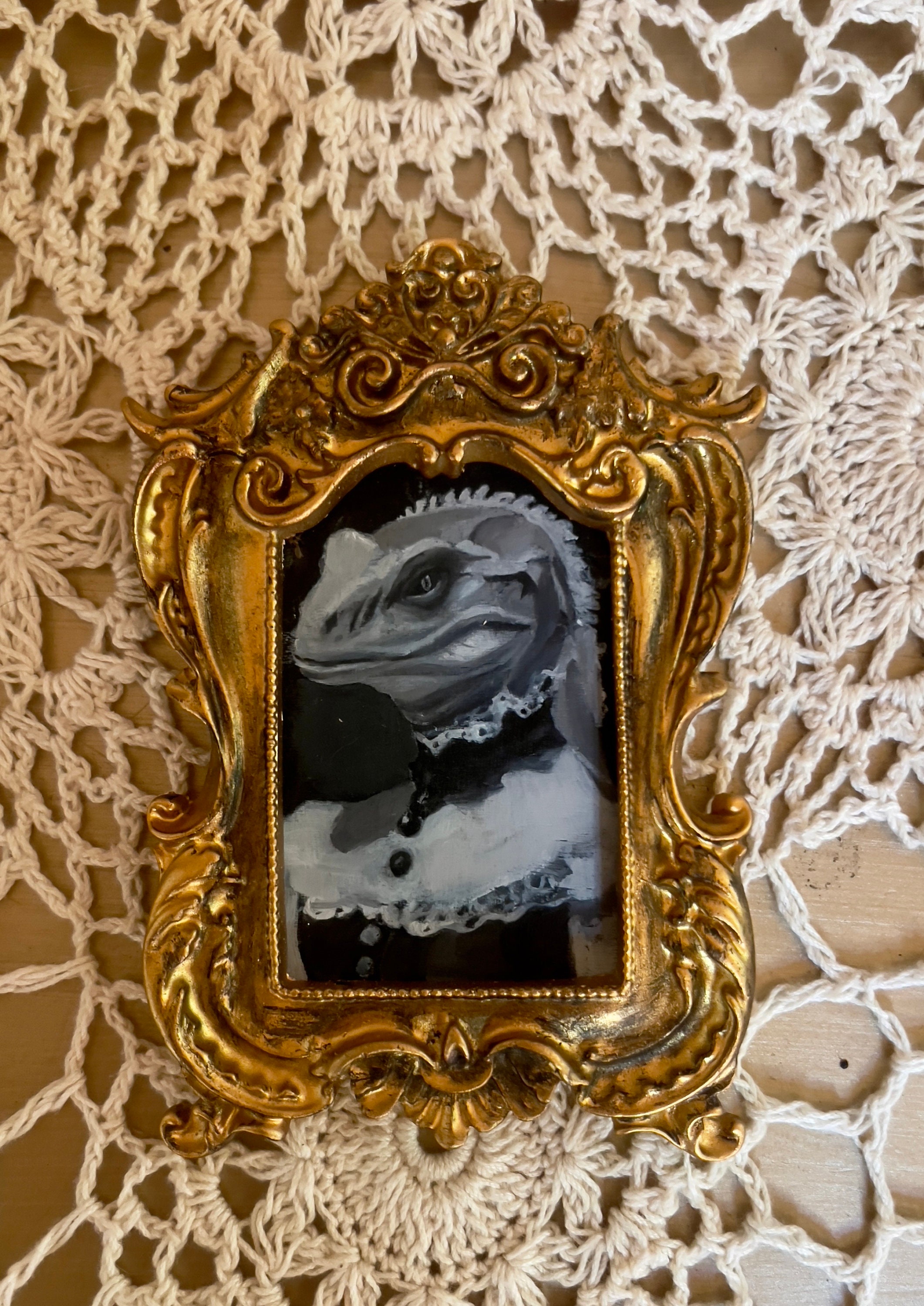 Small T Rex Dinosaur Victorian Goth Renaissance Portrait, Halloween ...