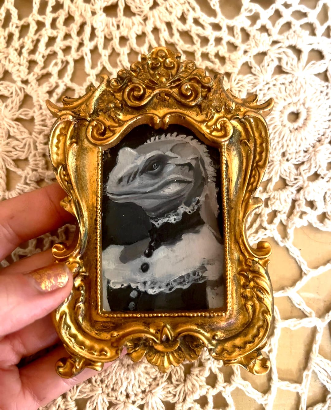 Small T Rex Dinosaur Victorian Goth Renaissance Portrait, Halloween ...