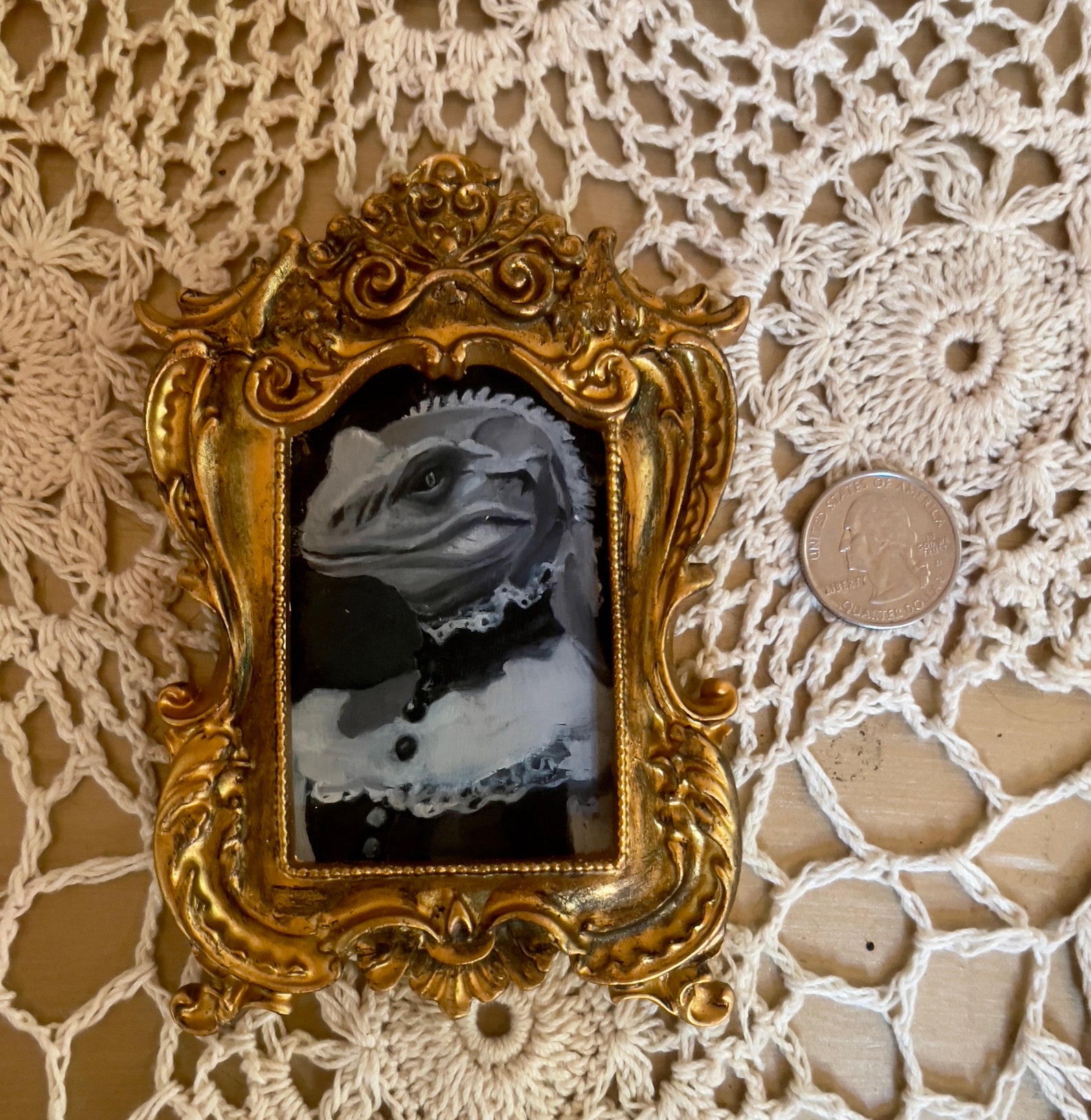 Small T Rex Dinosaur Victorian Goth Renaissance Portrait, Halloween ...