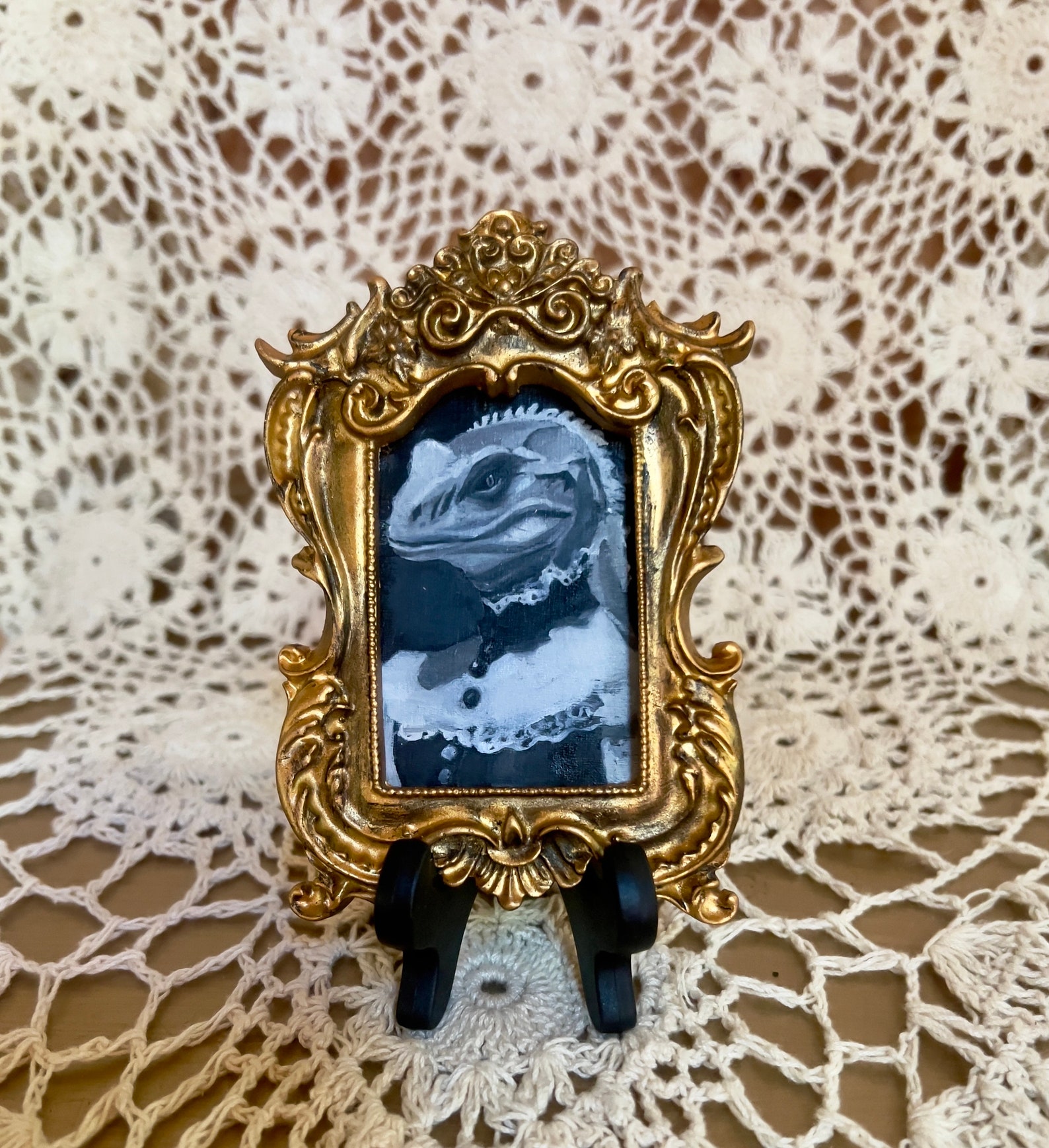 Small T Rex Dinosaur Victorian Goth Renaissance Portrait, Halloween ...