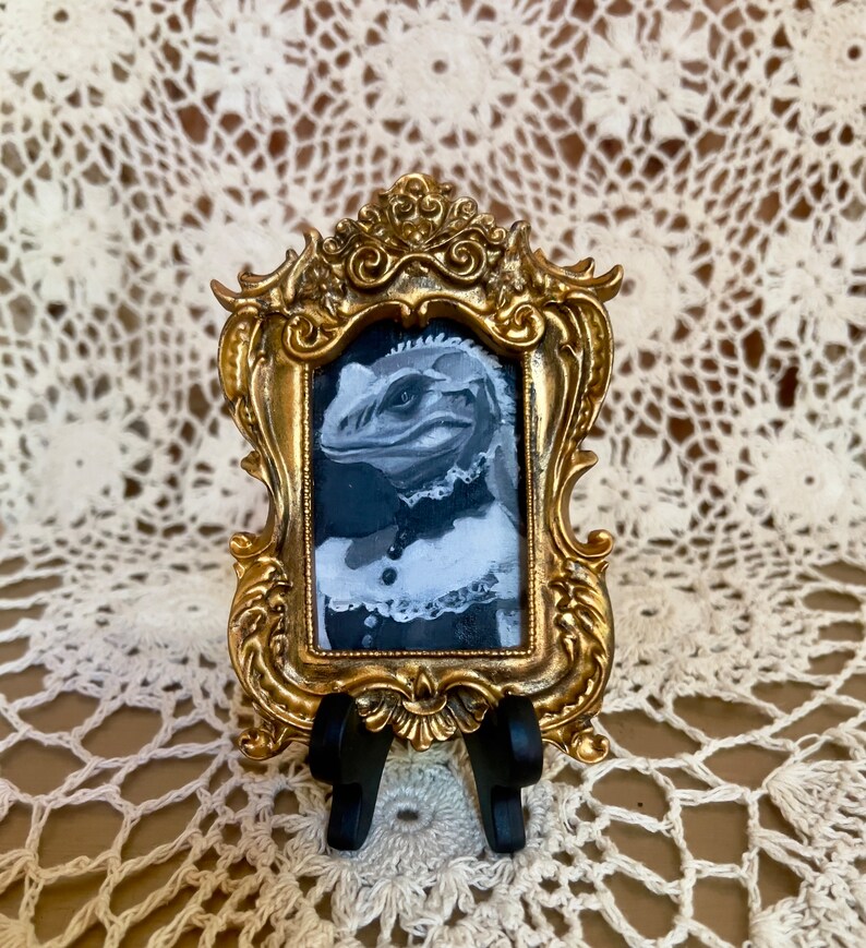 Small T Rex Dinosaur Victorian Goth Renaissance Portrait, Halloween ...