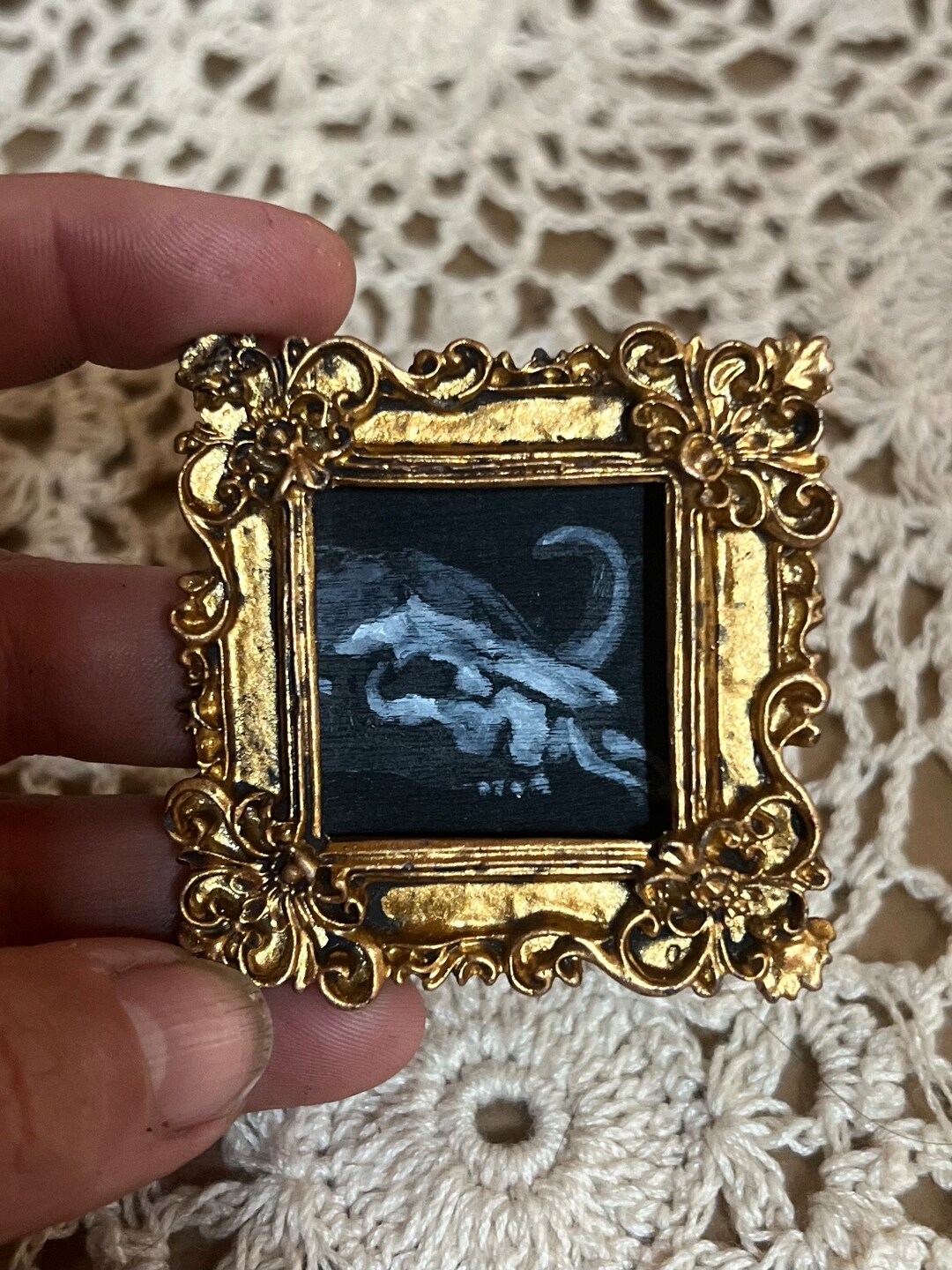 Longhorn Skull Oil Painting, Momento Mori, Tiny Dark Academia Wall Art ...