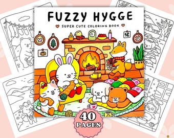 Fuzzy Hygge Coloring Book – Cute & Cozy | 89 Pages | Printable Digital ...