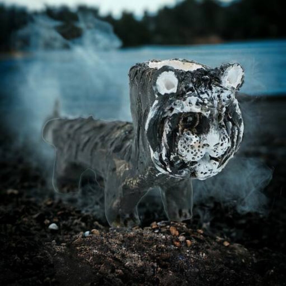 Ceramic Tiger Smoking Pipe Animal Miniature Exquisite Decorative ...