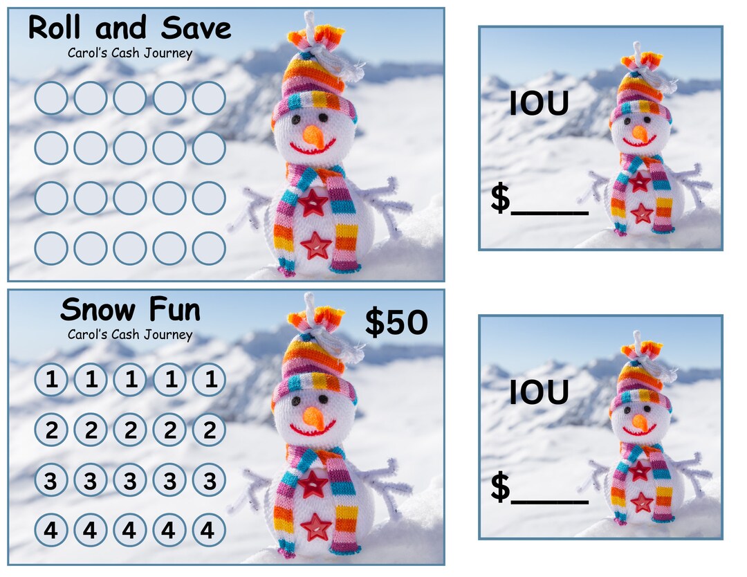 Snow Fun Snowman Savings Challenge With Matching Roll and Save and 2 ...