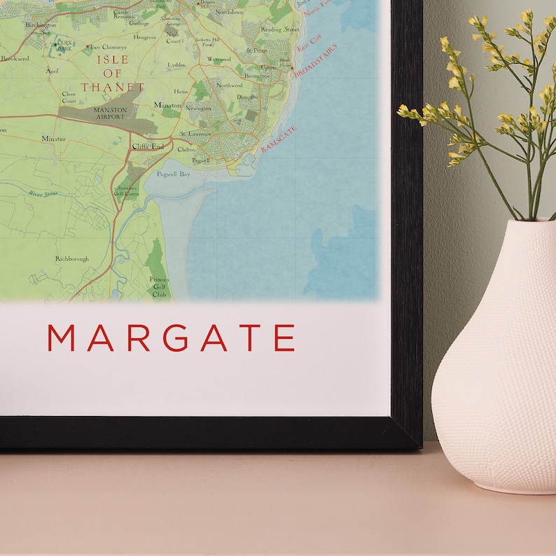 FRAMED Margate Map Poster Margate Map Print Margate Kent - Etsy