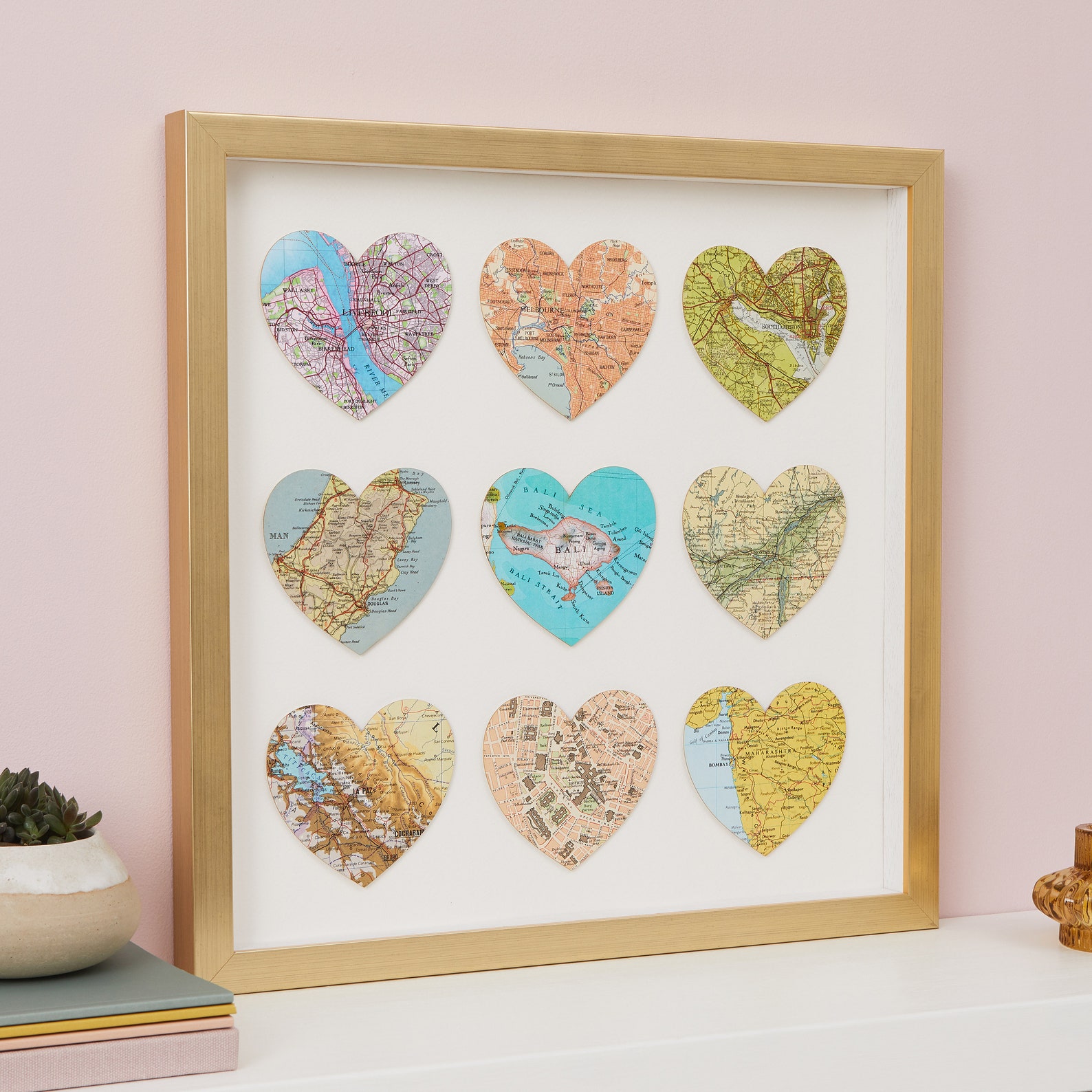 Nine Custom Map Locations Wedding Anniversary Print - Golden Wedding ...