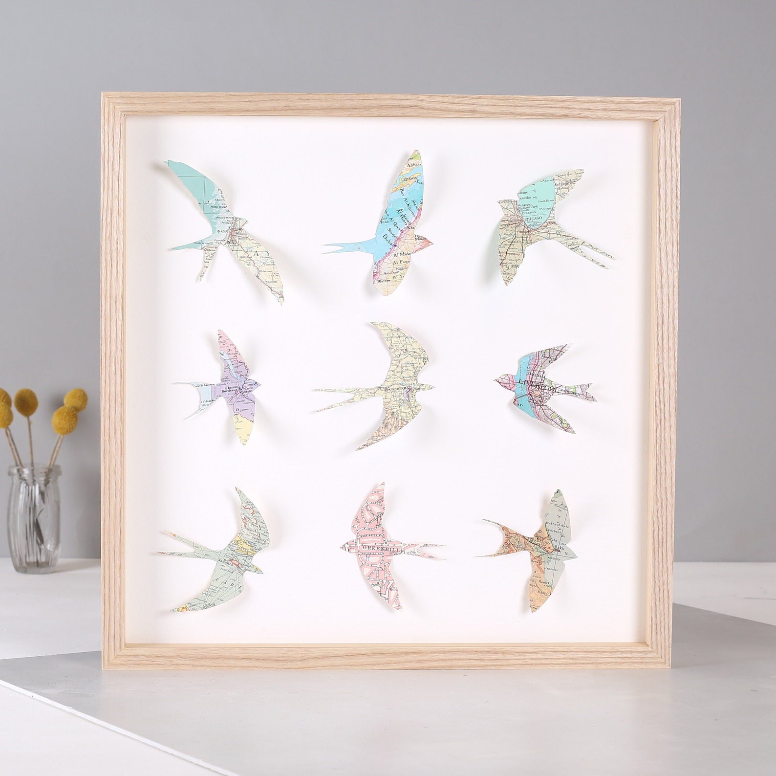 Original Bird Wall Art Custom Map Birds Artwork 3D Map - Etsy