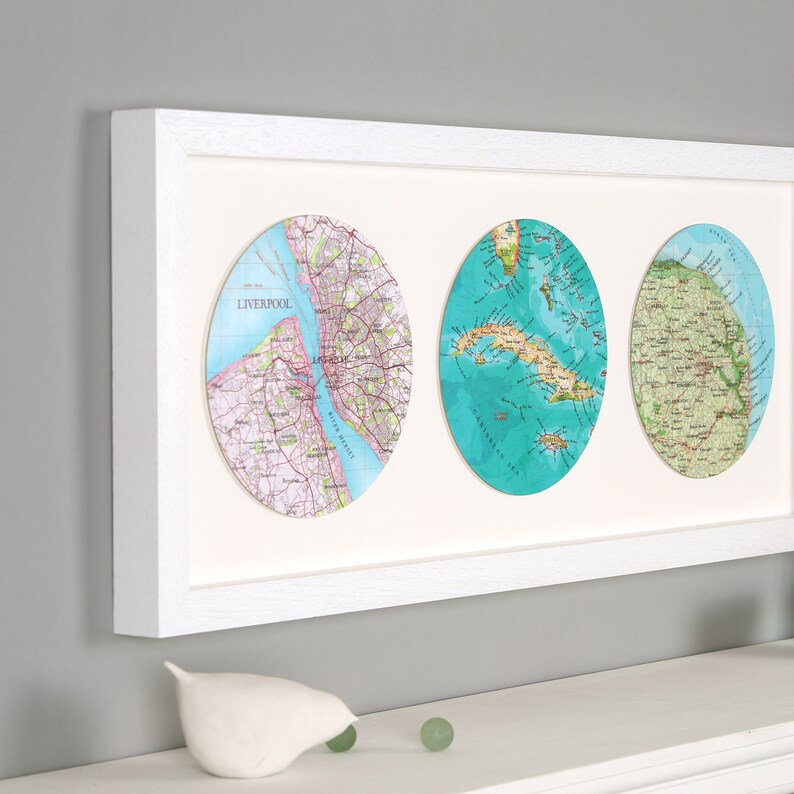 Custom Map Three Location Print Fathers Day Gift for Dad or | Etsy